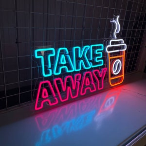 Custom Take Away Coffee Neon Sign, Coffee Shop LED Sign, Cafe Neon ...