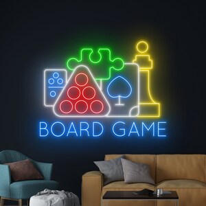Board Game Neon Sign, Board Game Led Sign, Game Player Led Light ...