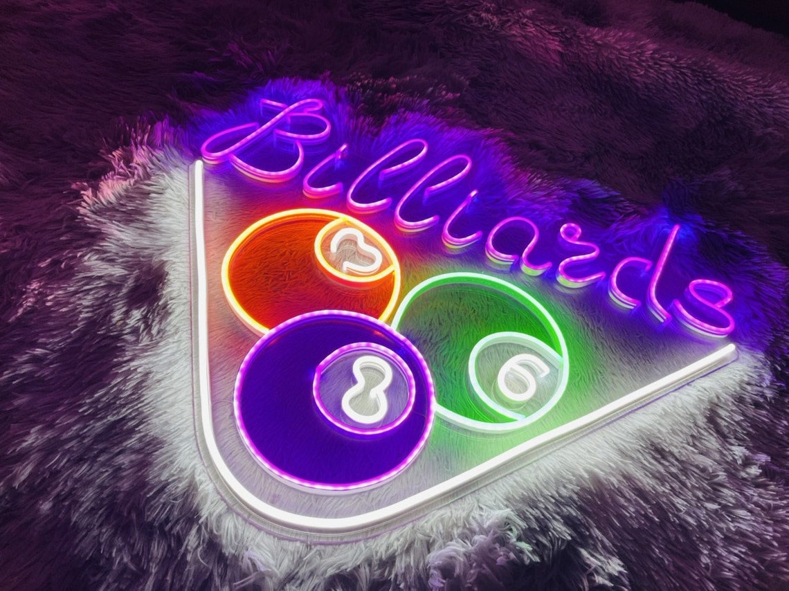 Billiard Pool Neon Sign Billiards Pool Led Sign Arcade Led - Etsy