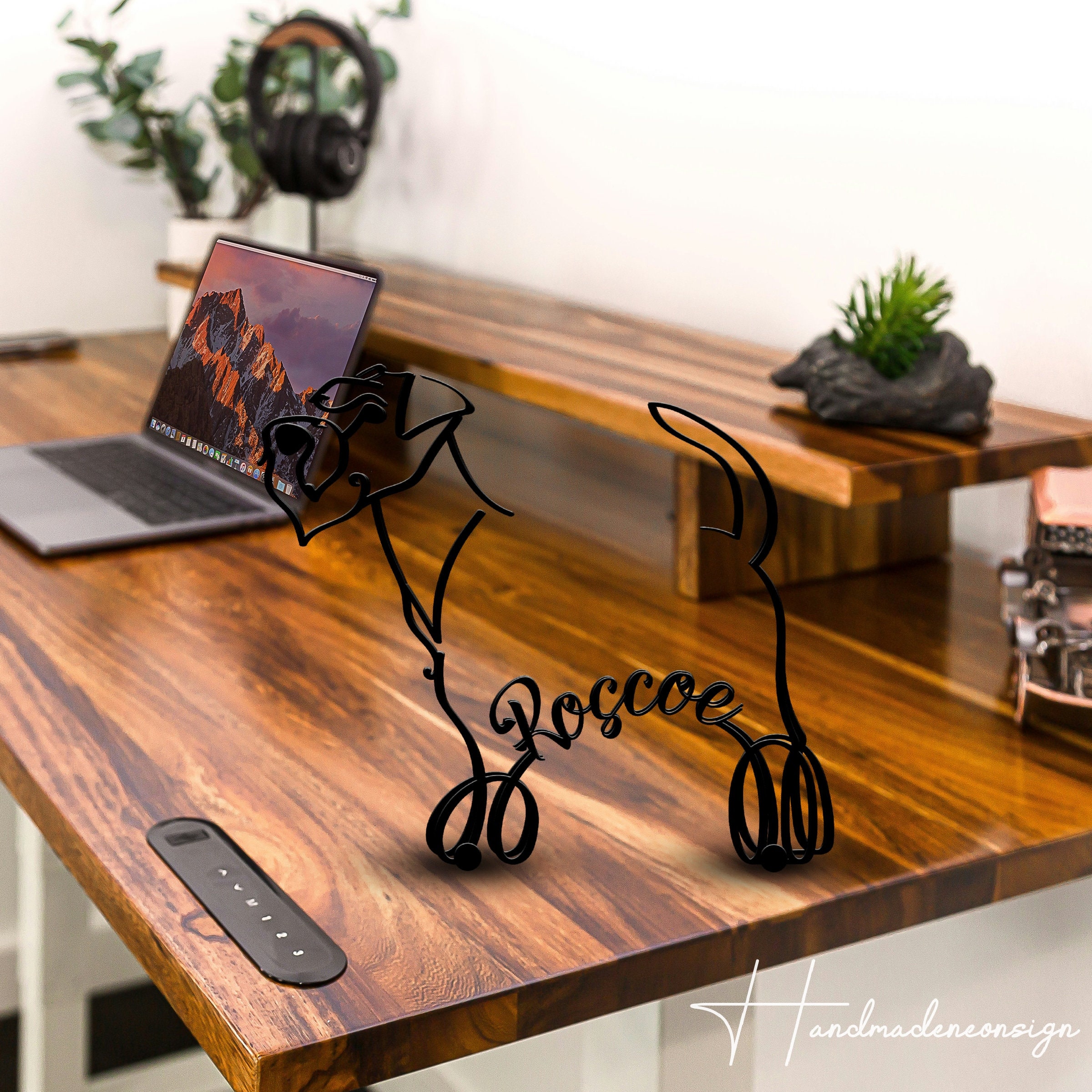 Custom Schnauzer Dog Metal Desk, Schnauzer Dog Minimalist Metal Table ...