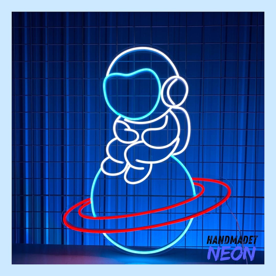 Astronaut on Plannet Neon Sign, Spaceman Plannet Led Sign, Astronaut ...