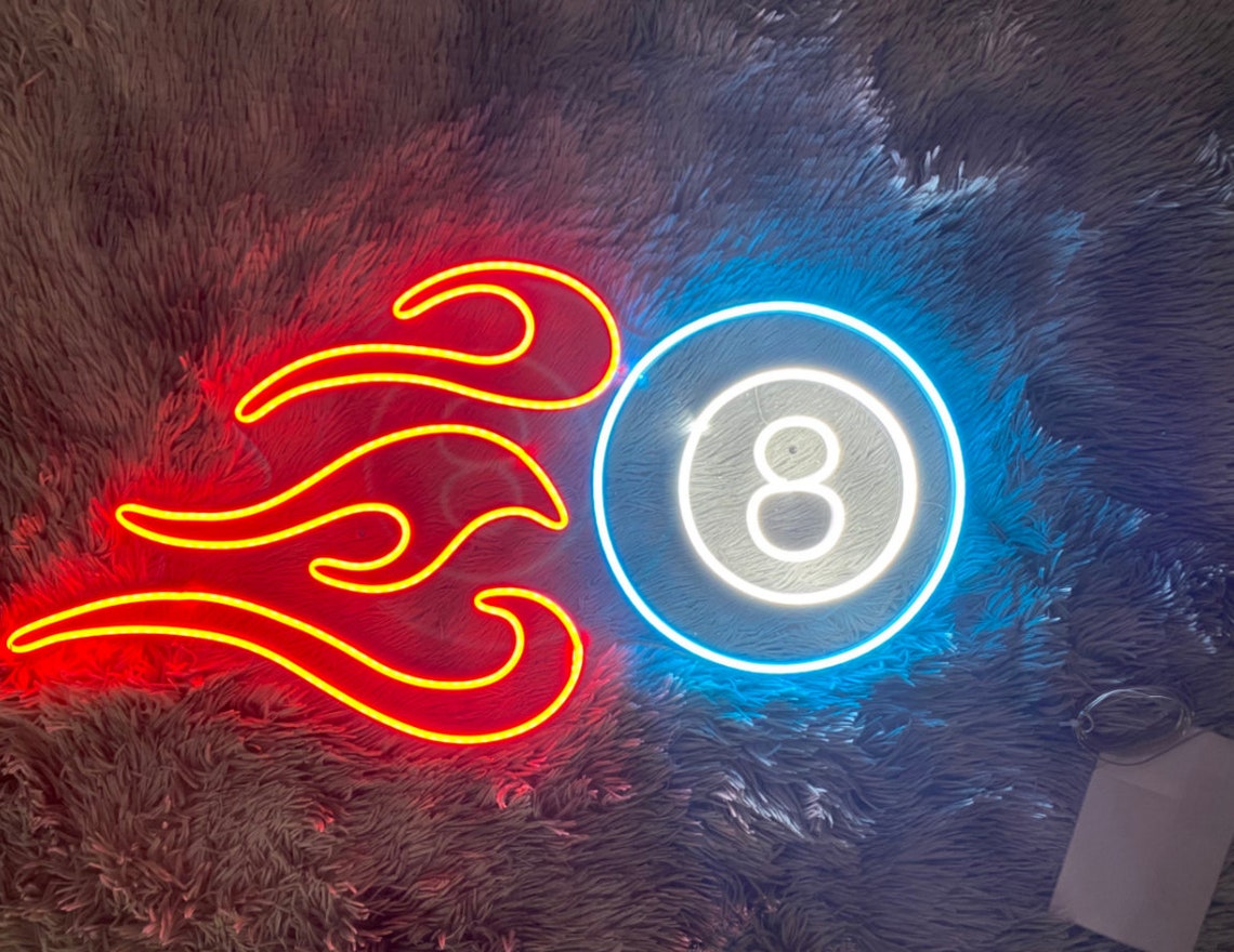 8 Ball Billiards Led Sign Billiards Neon Sign Wall Decor 8 - Etsy