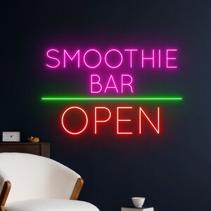 Smoothie Bar Open Neon Sign, Juice Bar LED Light, Smoothie Fruit Neon ...