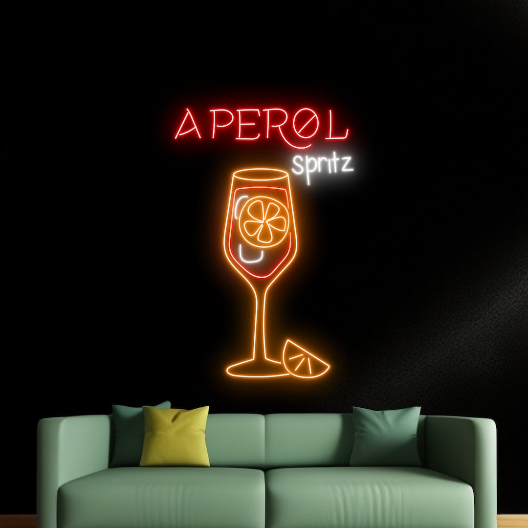 Aperol Spritz Neon Wall Sign, Cocktail Led Wall Light, Alcohol Neon ...