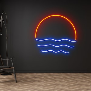 Sun Wave Led Sign, Sun Wave Neon Sign, Wall Decor, Sun Neon Sign ...