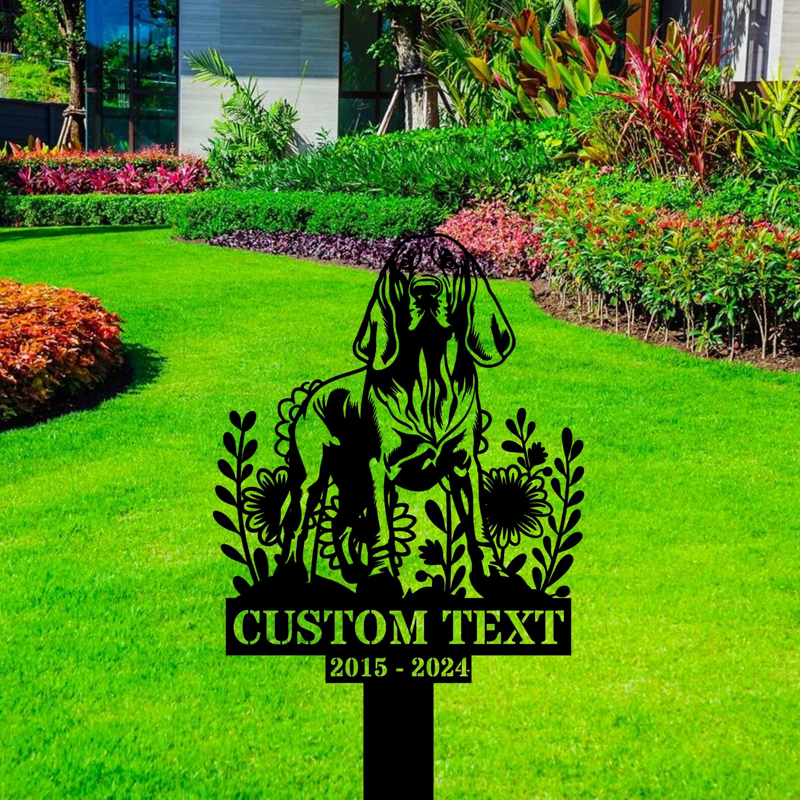 Custom Bloodhound Dog Memorial Stake, Dog Stake Metal Sign ...