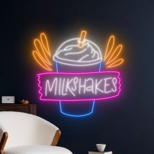Milkshake Neon Sign, Milkshake Neon Light, Milkshakes Led Light, Milk ...