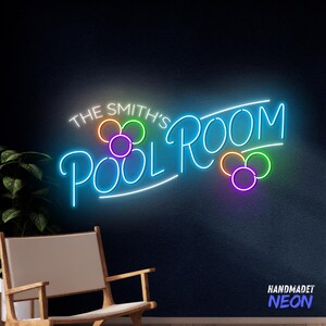 Custom Pool Room Neon Sign – Personalized LED Wall Light for Game Room ...