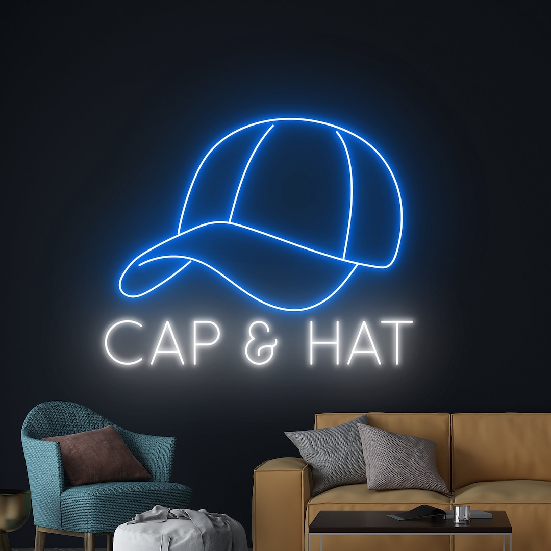 Cap Neon Sign, Hat Neon Light, Nursery Decor, Hat Wall Art Decoration ...