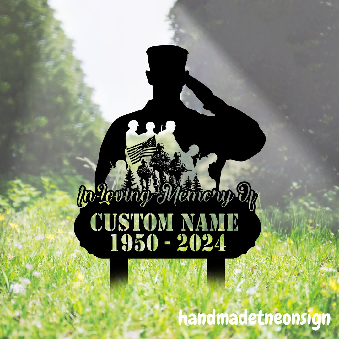 Custom Soldier Memorial Stake, USA Soldier Metal Stakes, Army Grave ...