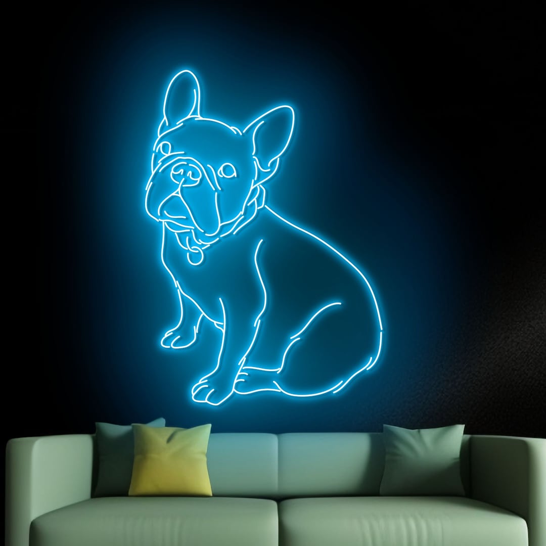 French Bulldog Neon Sign, Bulldog Line Art Led Sign, Bulldog Lover Neon ...