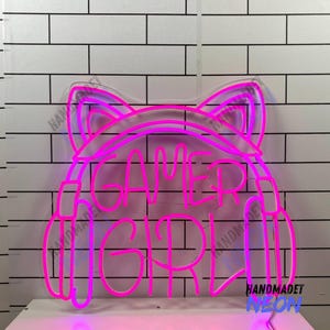 Headphone Gamer Girl Neon Sign, Game Headphone Led Sign, Game Player ...