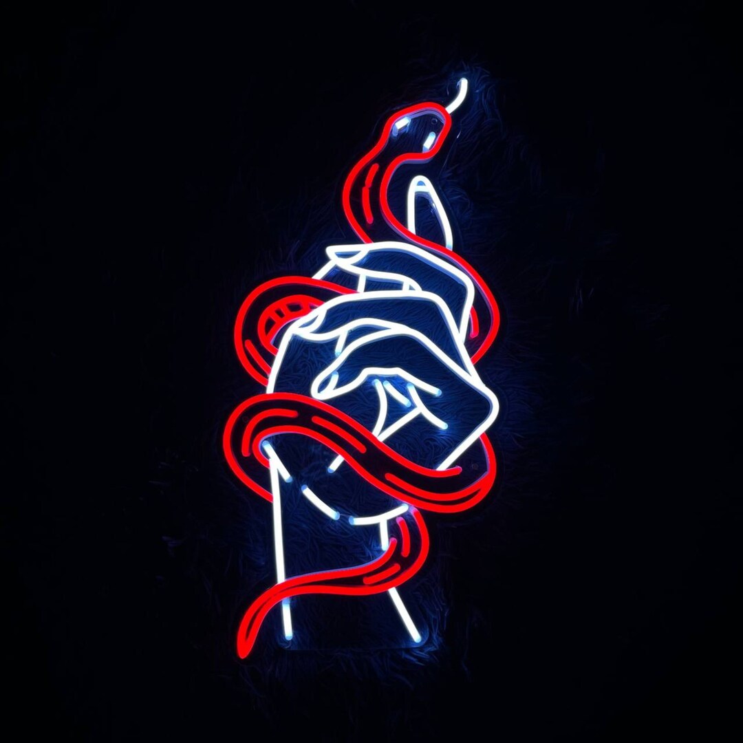 Woman's Hand With Snake Led Neon Sign, Woman Hand Neon Sign, Snake Neon ...