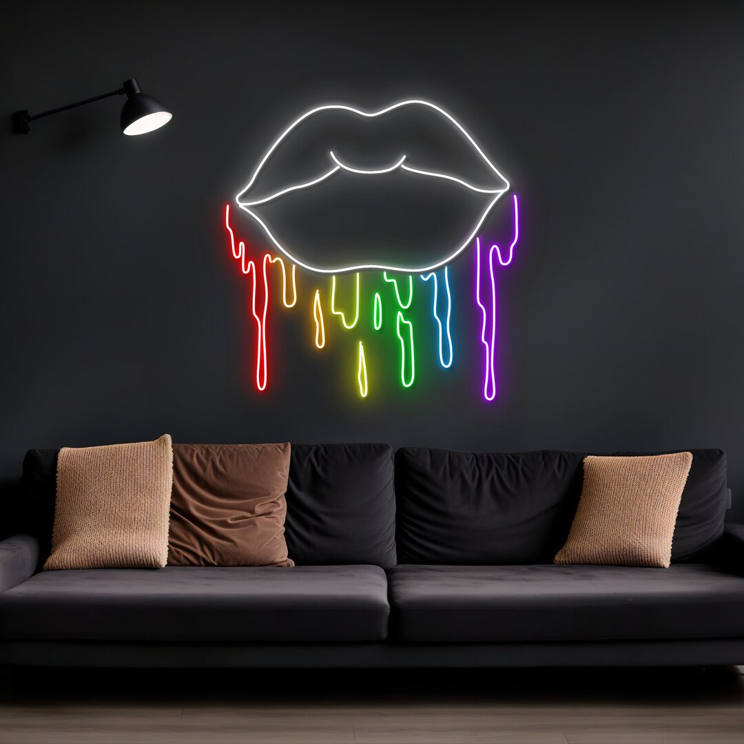 Dripping LGBT Lips Neon Sign, Dripping Love Led Sign, Wall Decor ...