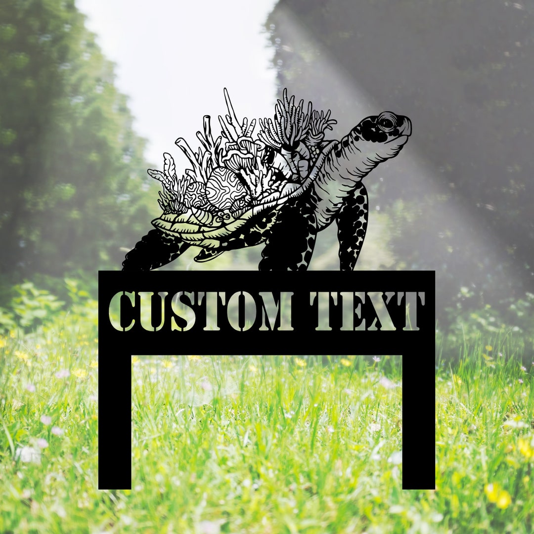 Custom Sea Turtle Memorial Stake, Turtle Stake Metal Sign, Personalized ...