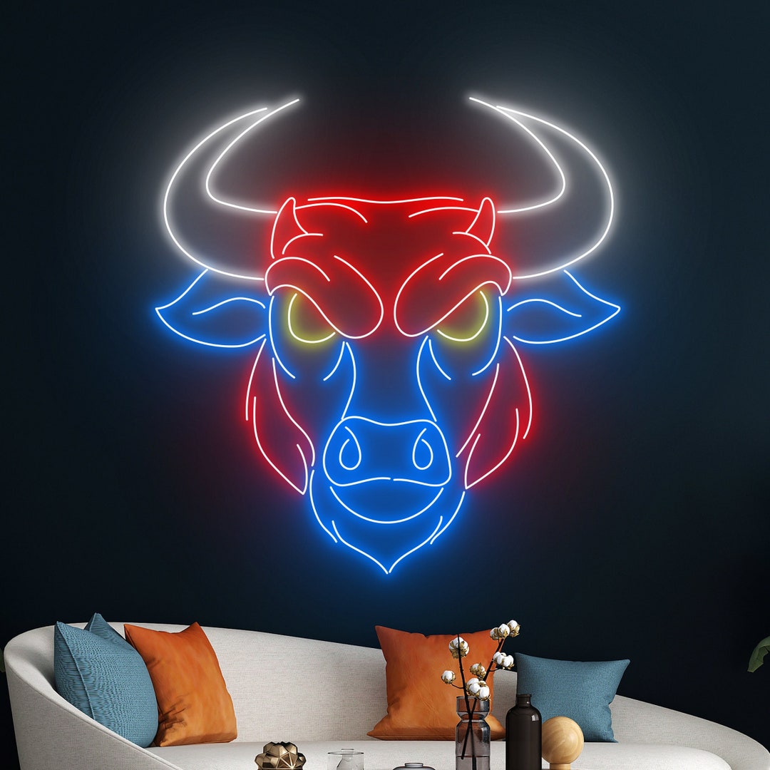 Señal de neón de cabeza de toro, luz LED de cabeza de toro, luz de neón ...