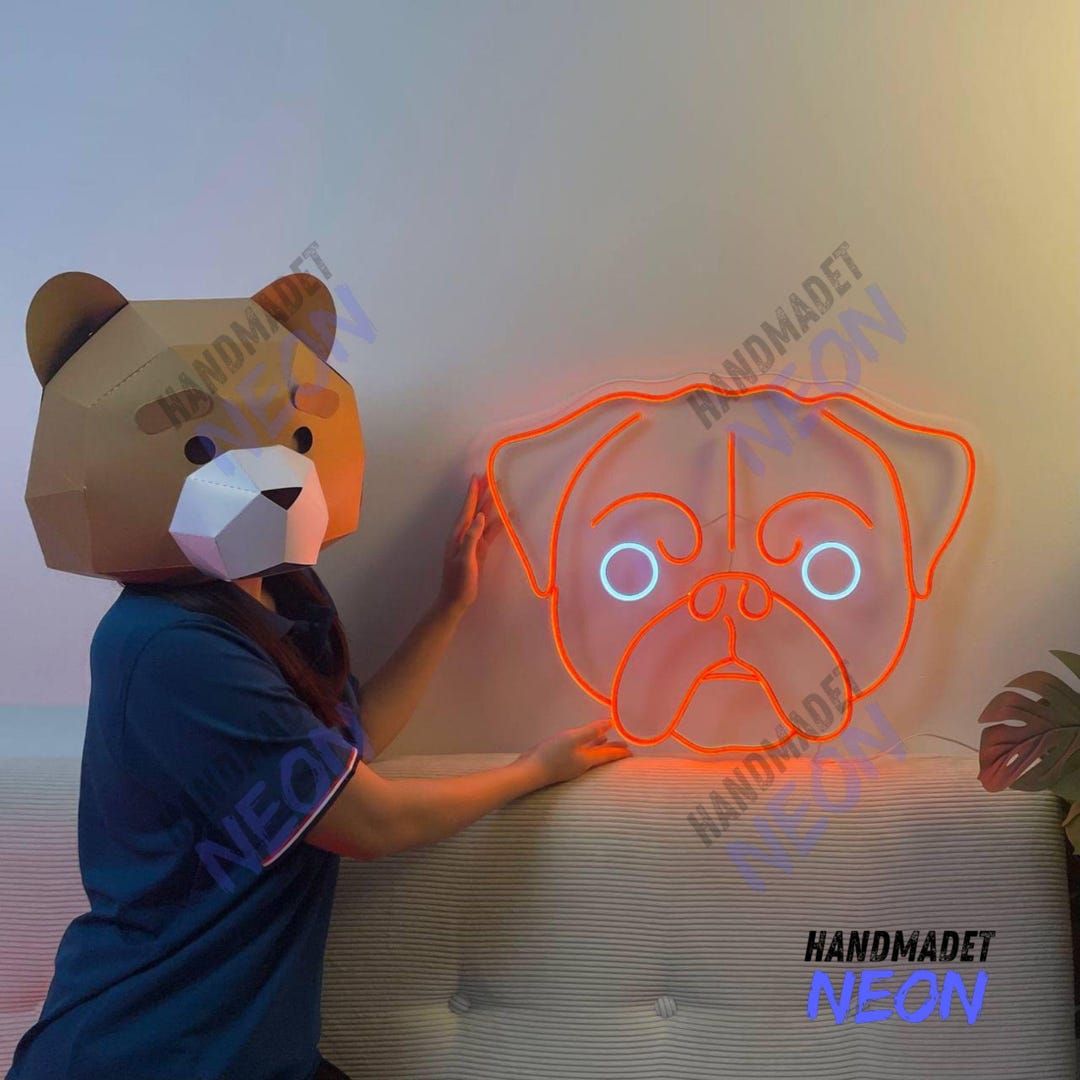 Pug Neon Sign,animal Neon Sign,led Neon Sign,cute Neon Sign,neon Wall ...