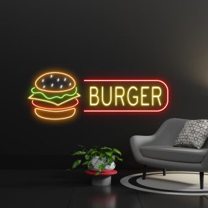 Burger Neon Sign, Burger Led Sign, Burger Led Lights, Custom Name Neon ...
