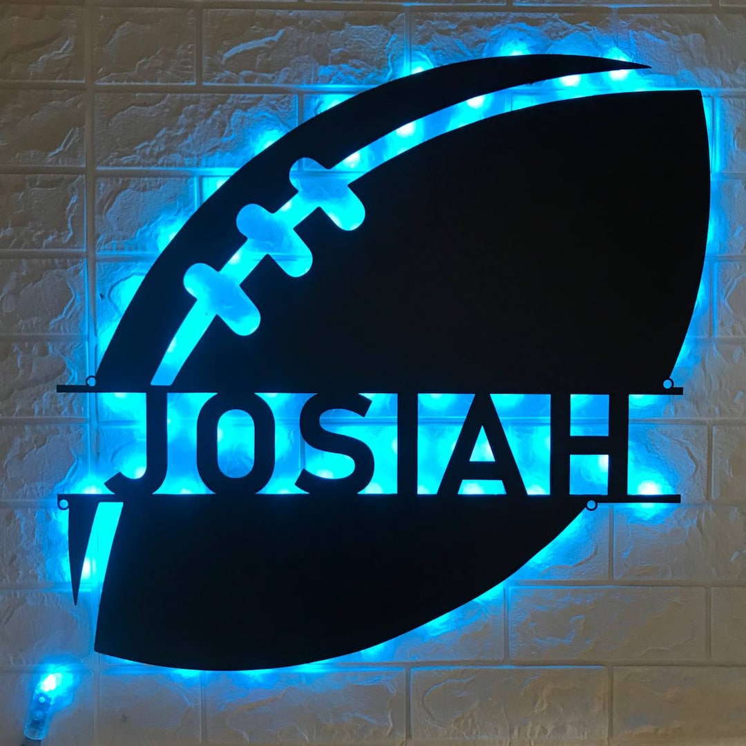 Custom Football Metal Wall Art LED Light - Personalized Football Player ...