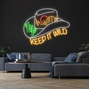 Western Desert Cowboy Hat Neon Sign, Cowboys Hat Neon Light, Wall Decor ...