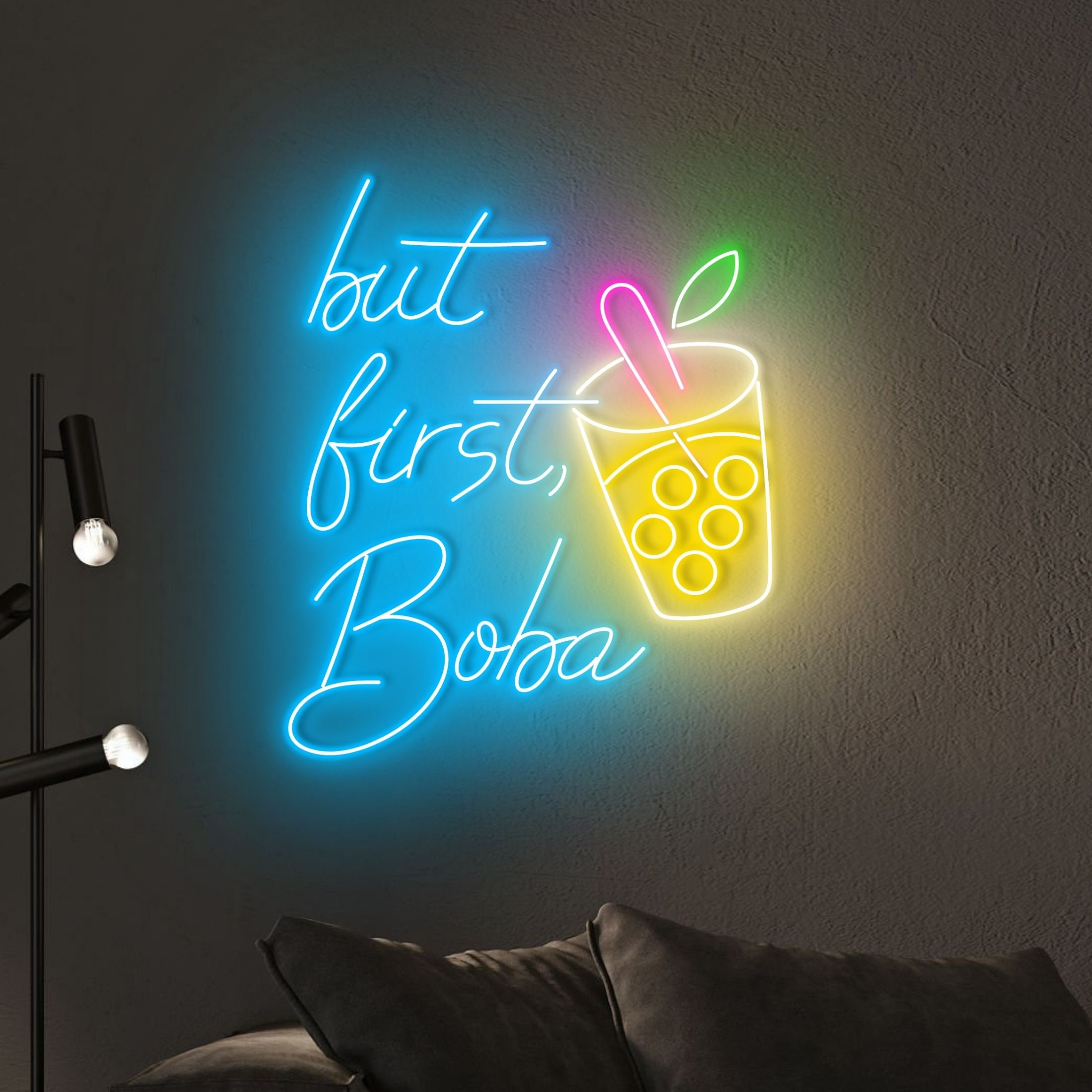 But First Boba Neon Wall Sign, Boba Tea Led Wall Sign, Milk Tea Neon ...