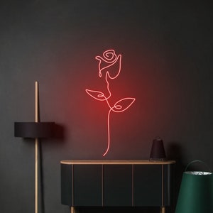 Rose Flower Neon Light Sign. LED Custom Gift for Her, Unique Hand ...