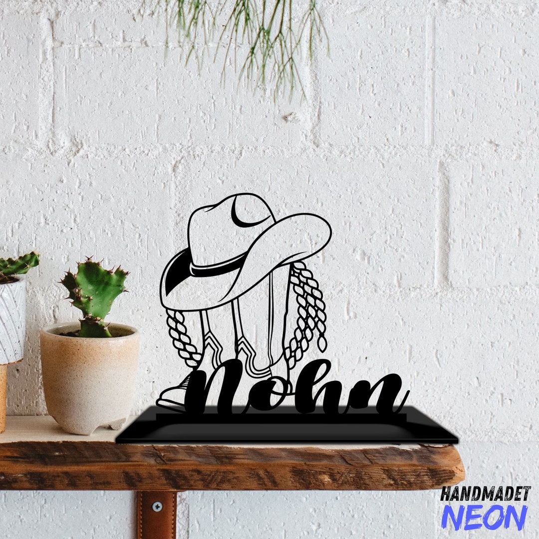 Custom Cowboy Boots Table Decor Cowboy Hat Metal Shelf Decor Home ...
