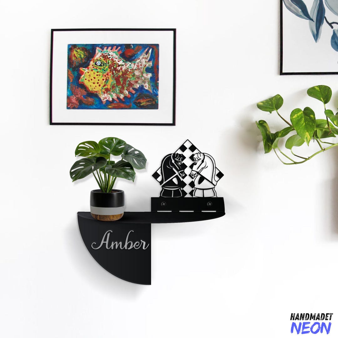 Personalized Chess Metal Wall Shelf, Chess Pieces Metal Wall Planter ...