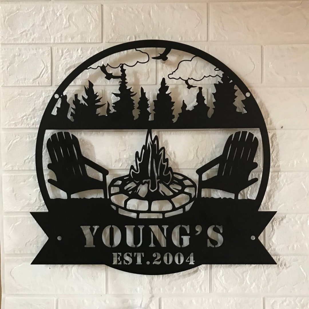 Custom Camping Metal Wall Art LED Light, Campsite Metal Sign, Camper ...