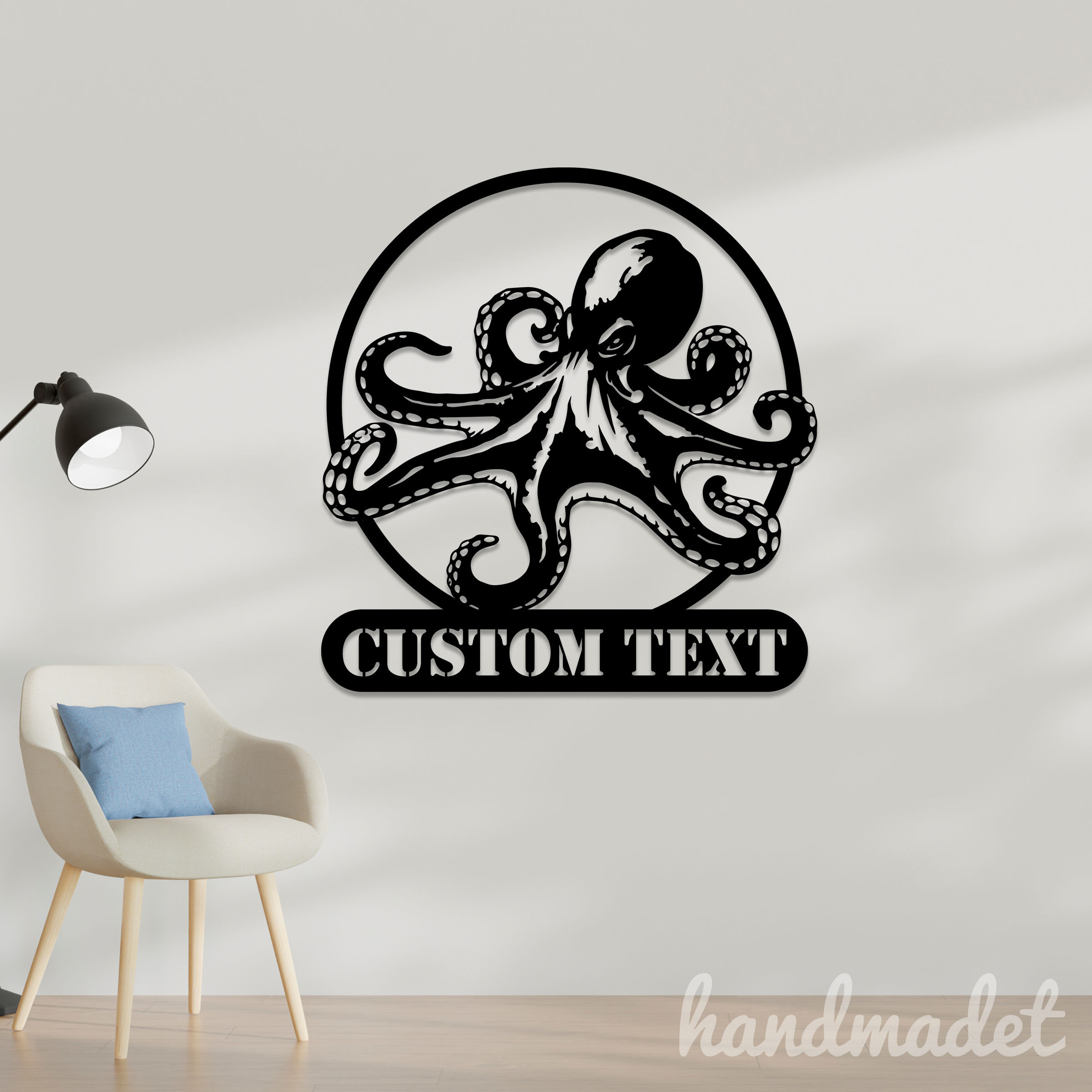 Personalized Octopus Metal Wall Sign, Octopus Metal Wall Light, Custom ...