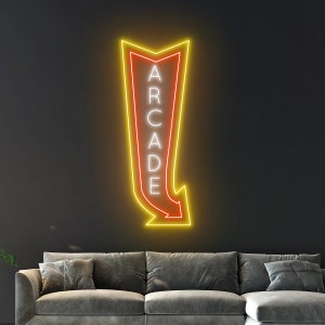 Arcade Led Neon Sign, Arcade Light Sign, Man Cave Neon Sign, Arrow Open ...