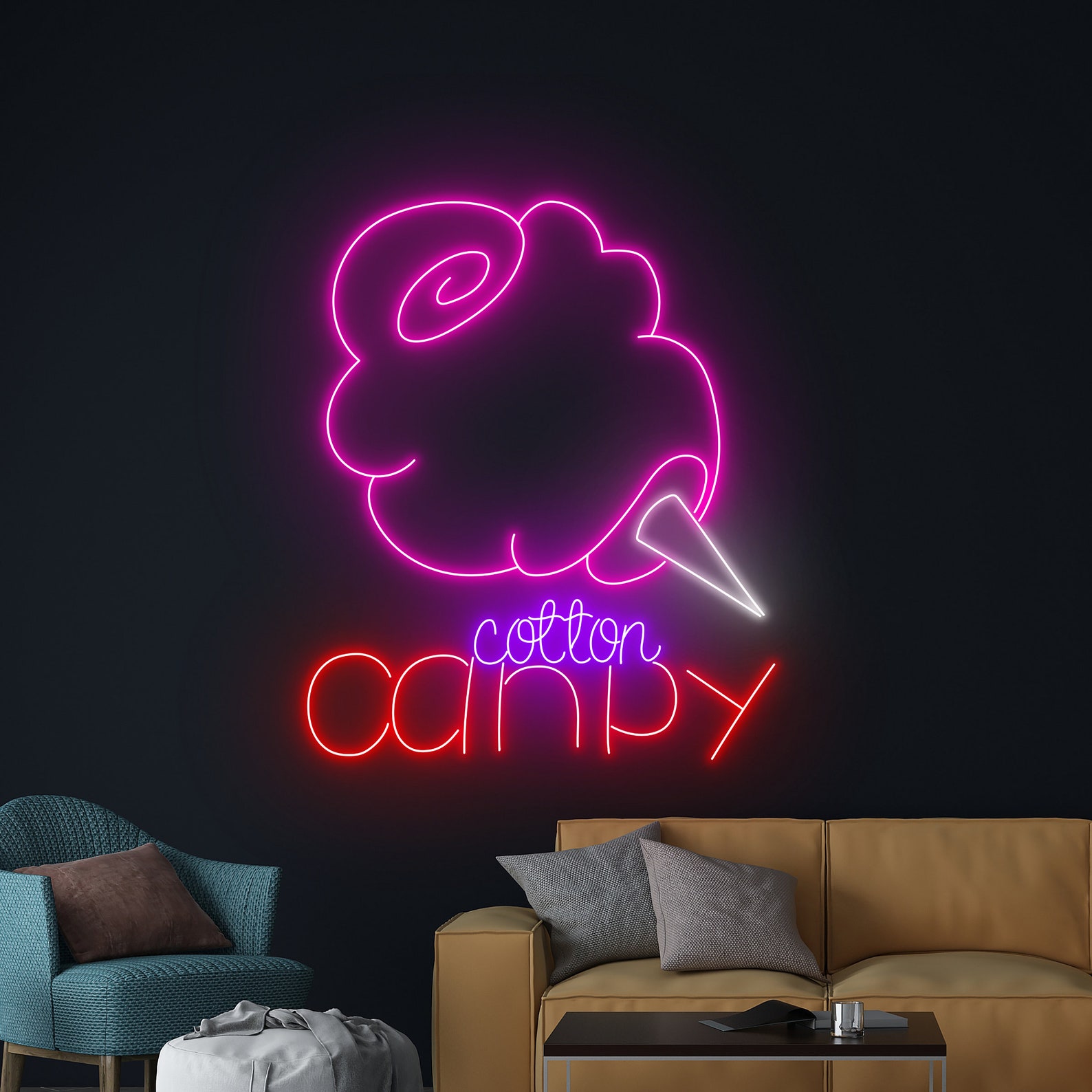 Cotton Candy Neon Sign, Candy Led Sign, Cotton Candy Neon Light, Candy ...