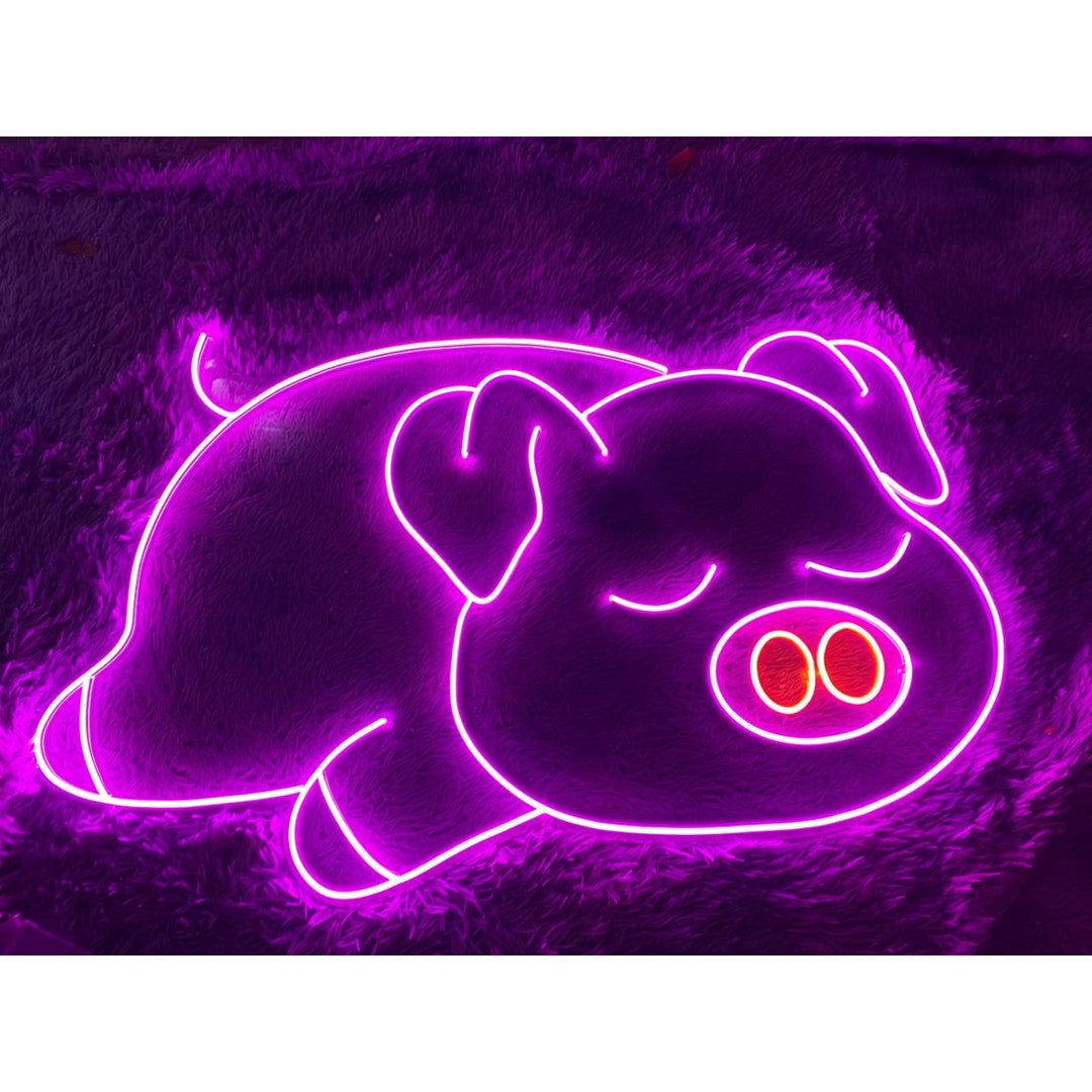 Custom Pig Led Sign, Laying Down Pig Led Light, Sleeping Pig Neon Sign ...