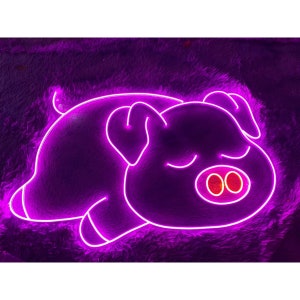 Custom Pig Led Sign, Laying Down Pig Led Light, Sleeping Pig Neon Sign ...