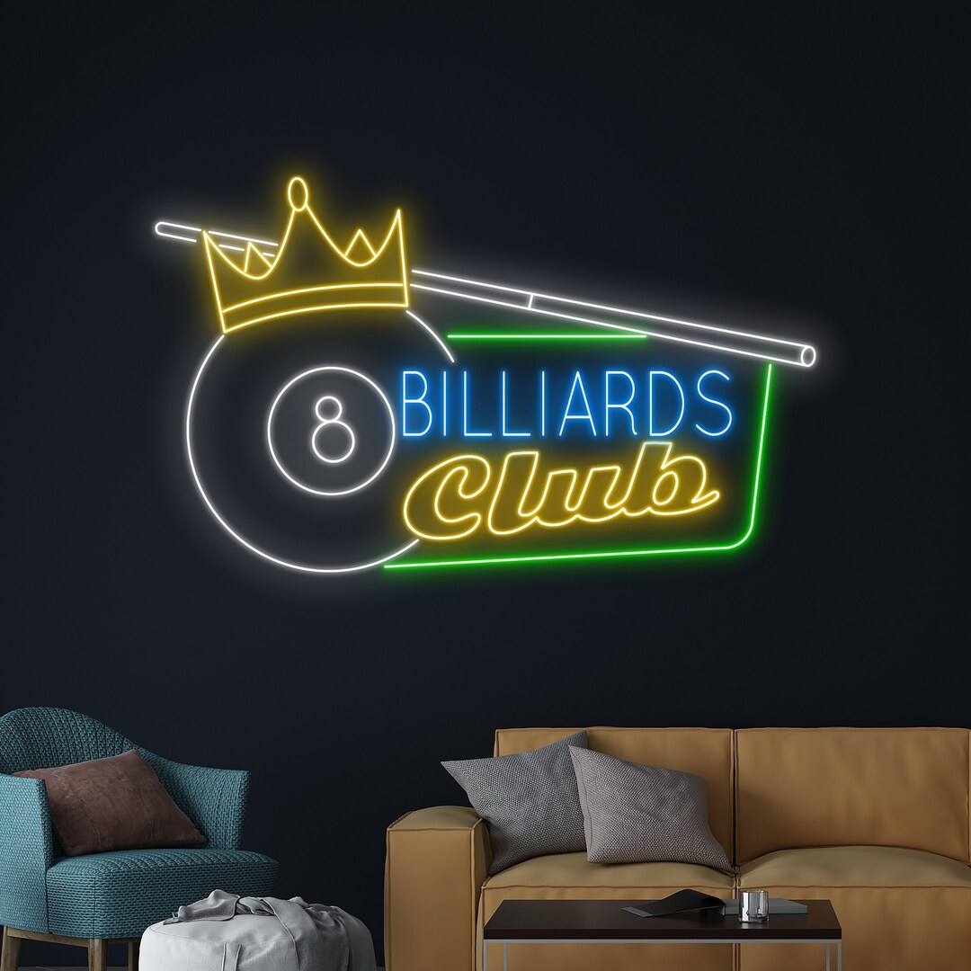 Billiards Club Led Sign, Billiard Neon Sign, Billiards Pool Hall Neon ...