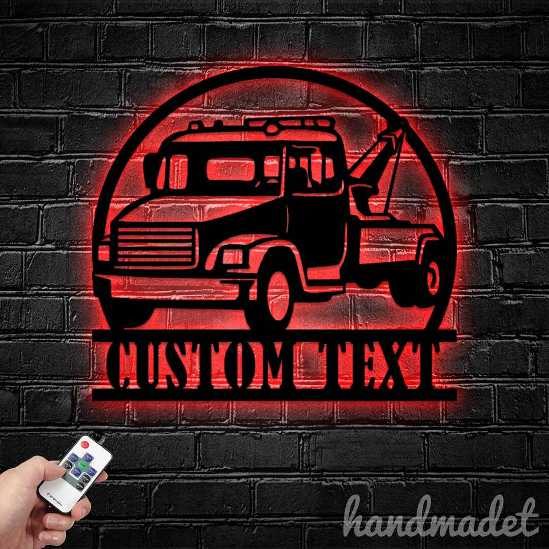 Personalized Wrecker Tow Truck Metal Wall Sign, Vehicle Metal Wall ...