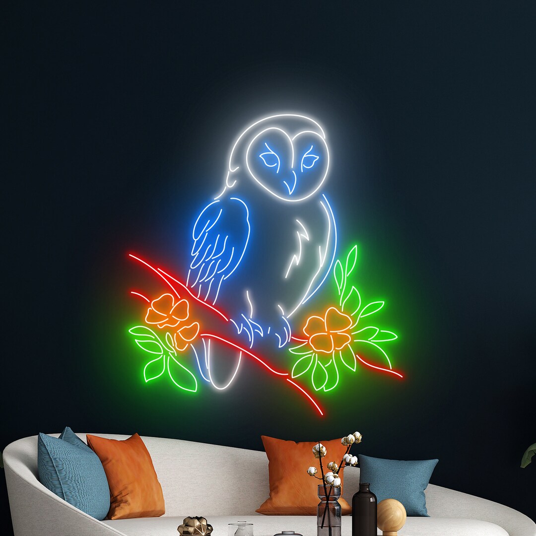 Owl Led Sign, Owl Bird Neon Light, Owl Flower Neon Light, Owl Room Wall ...