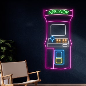 Arcade Neon Sign, Game Machine Led Sign, Retro Game Machine Led Light ...