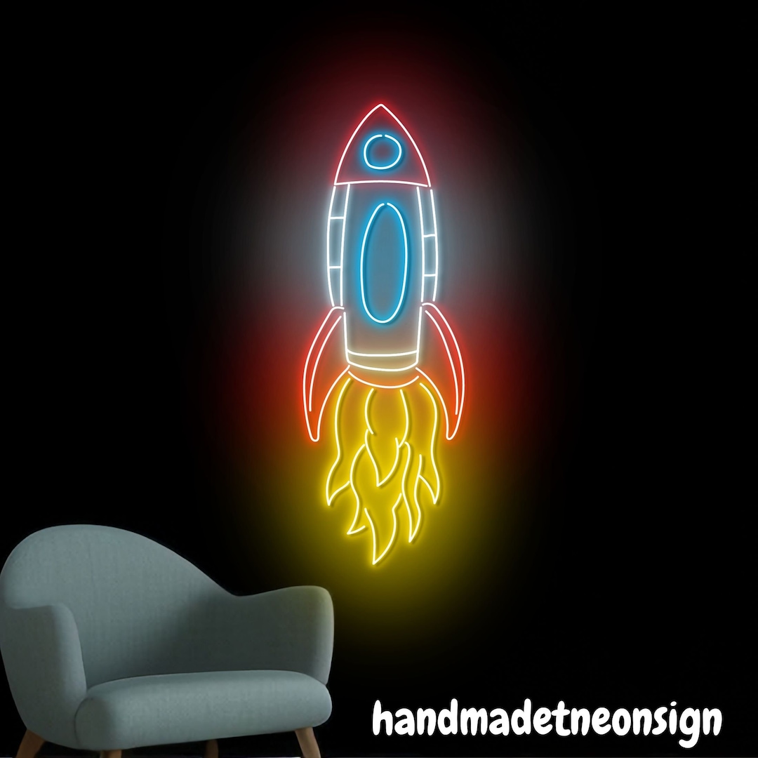 Rocket Neon Sign, Rocket Led Sign, Rocket Neon Light, Custom Spaceship ...