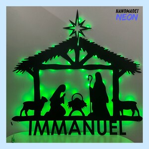 Personalized Nativity Scene Metal Wall Art LED Light, Holy Family Metal ...