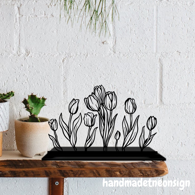 Custom Spring Tulip Table Decor, Tulip Flower Metal Shelf Decor Home ...