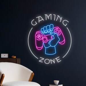 Gaming Zone Neon Sign, Game Controller Led Sign, Game Player Led Light ...