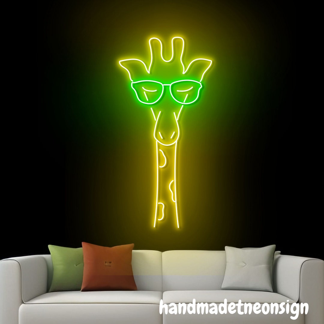 Giraffe With Sunglasses Neon Sign, Giraffe Led Sign, Funny Giraffe Neon ...