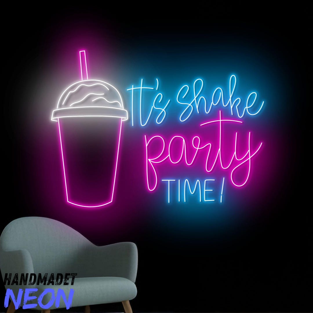 It's Shake Party Time Neon Sign, Milkshake Led Sign, Milkshake Led ...