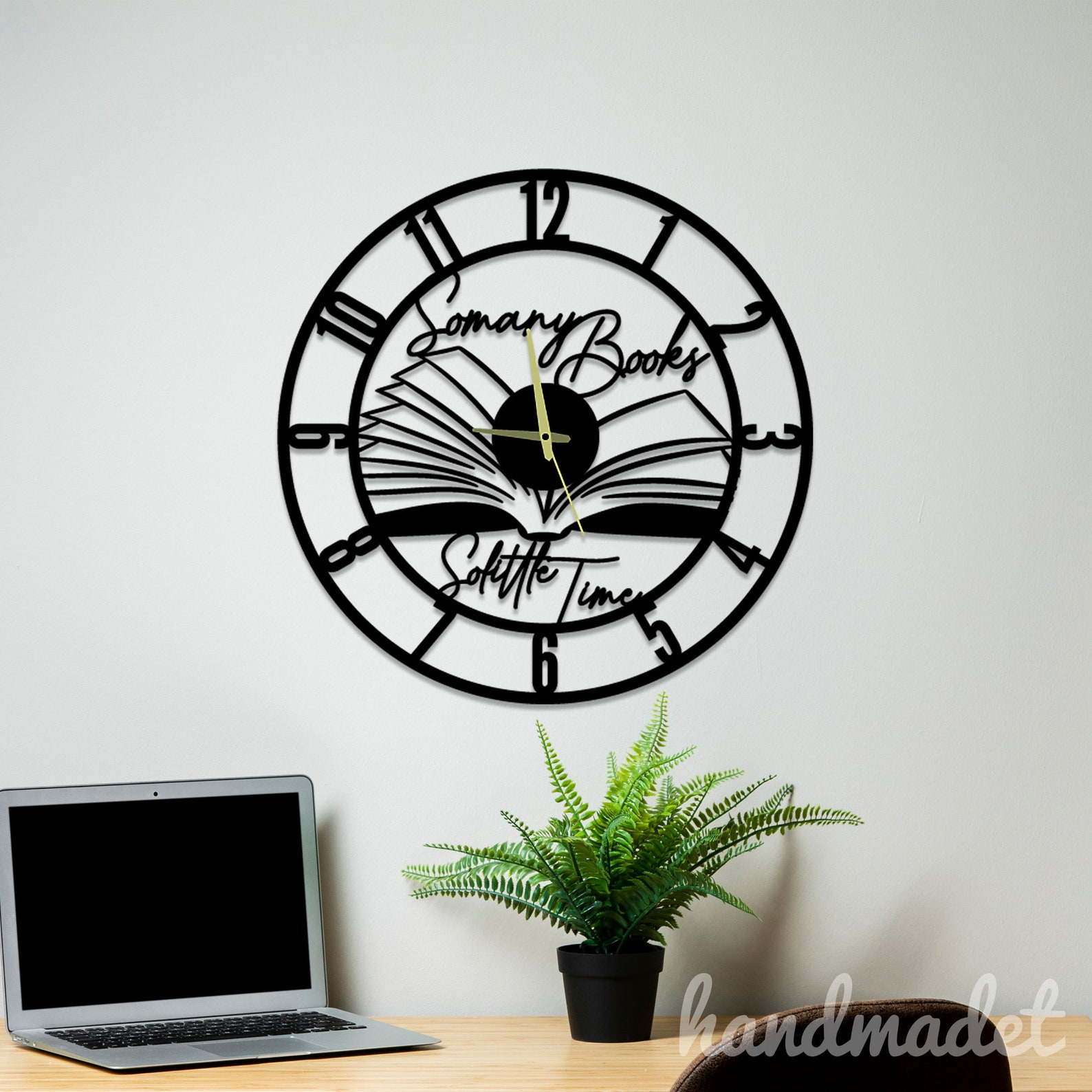 Book Wall Clock Unique, Reading Book Round Wall Clock, Book Lover ...