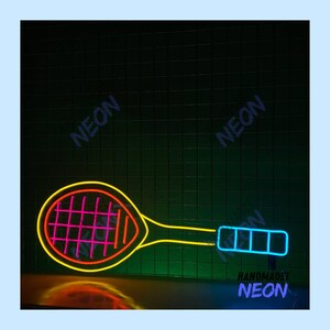 Tennis Racket Neon Sign, Badminton Racket Led Neon Light, Custom Sport ...