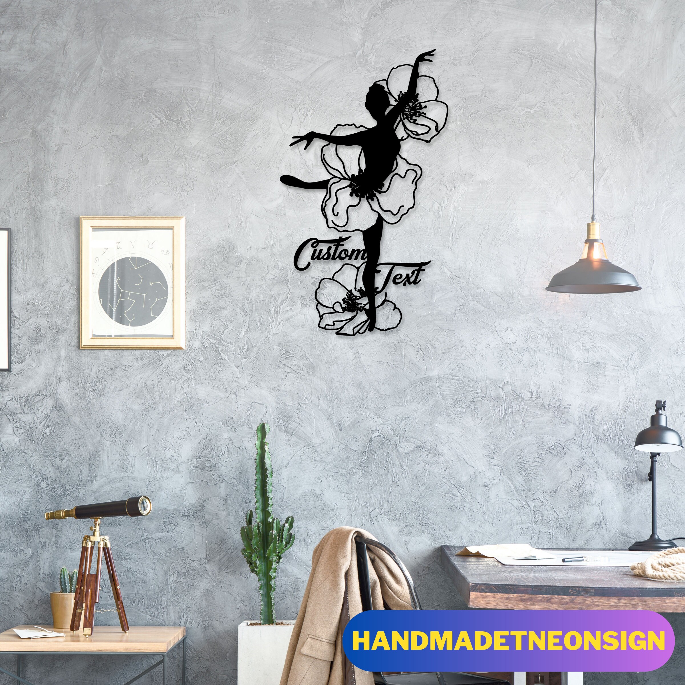 Custom Flower Ballerina Dance Metal Wall LED Light - Personalized ...