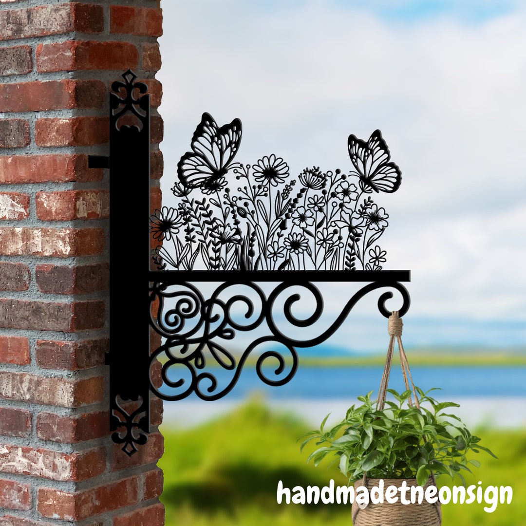 Personalized Wildflowers Hanging Bracket Flowers Hanging Basket Bracket ...