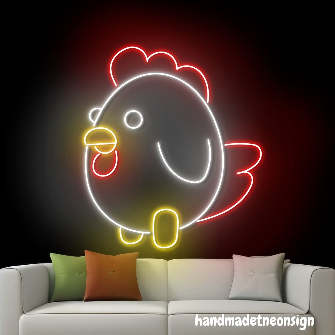Chicken Neon Wall Sign, Rooster Led Wall Sign, Animal Neon Wall Light ...
