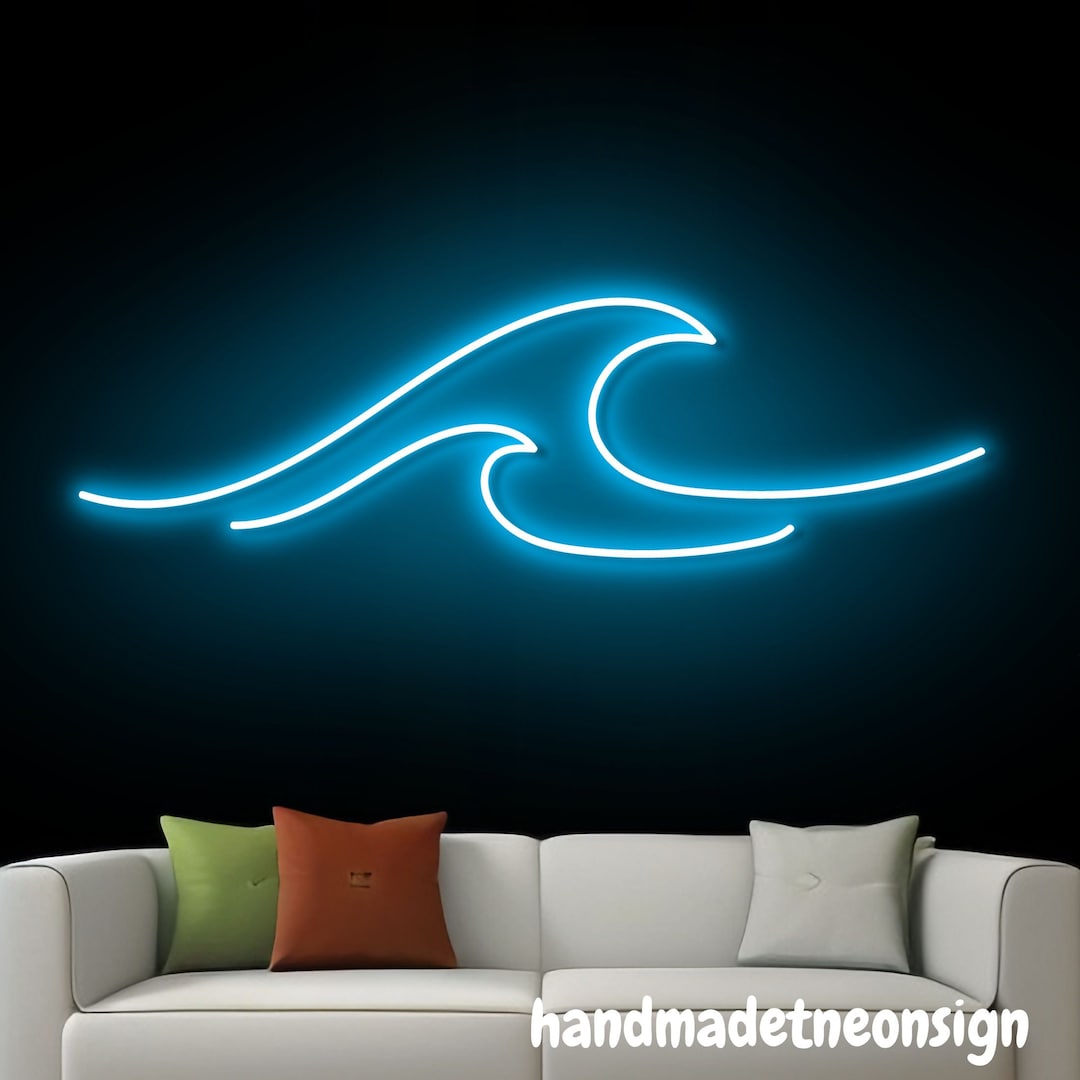 Wave Neon Sign, Waves Led Sign, Ocean Wave Neon Light, Custom Waves Led ...